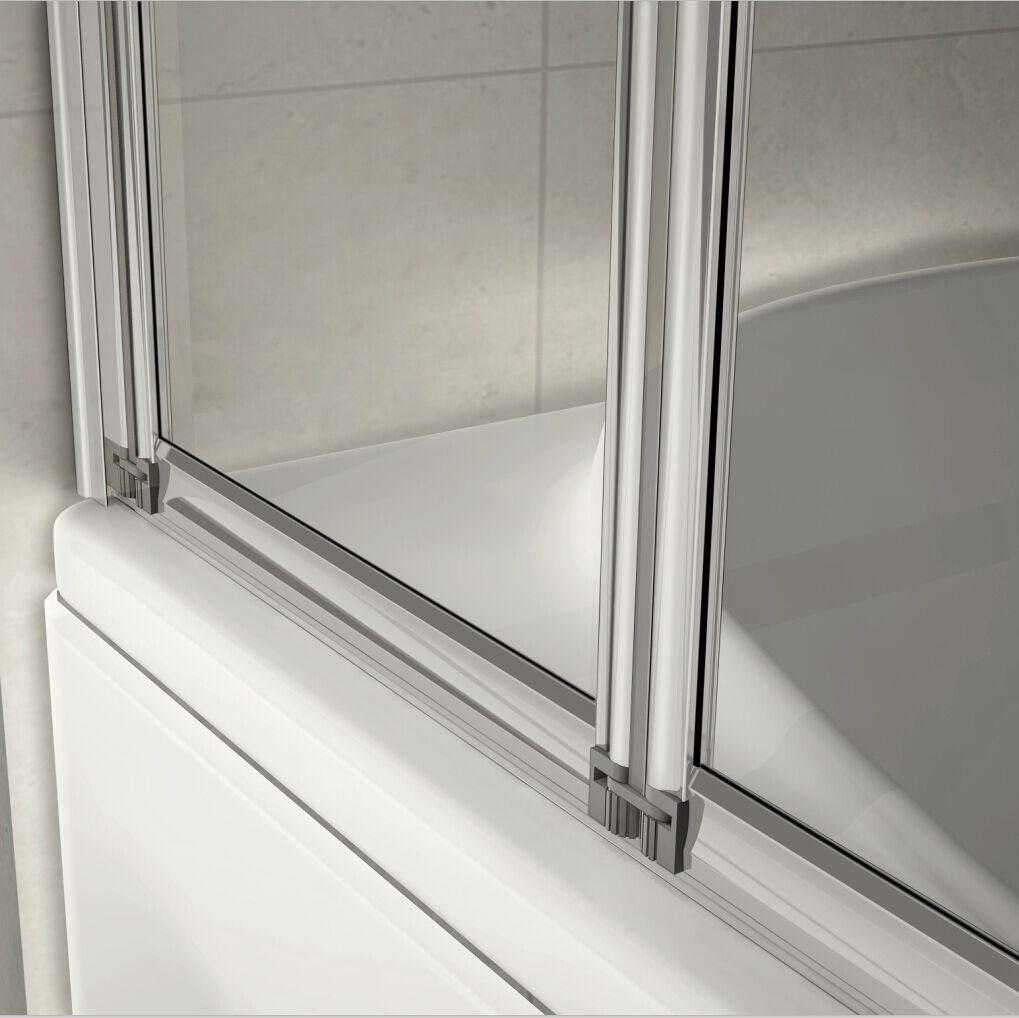 Bathroom 5 Panel Folding Bath Shower Screen Chrome 1000mm Reversible ...